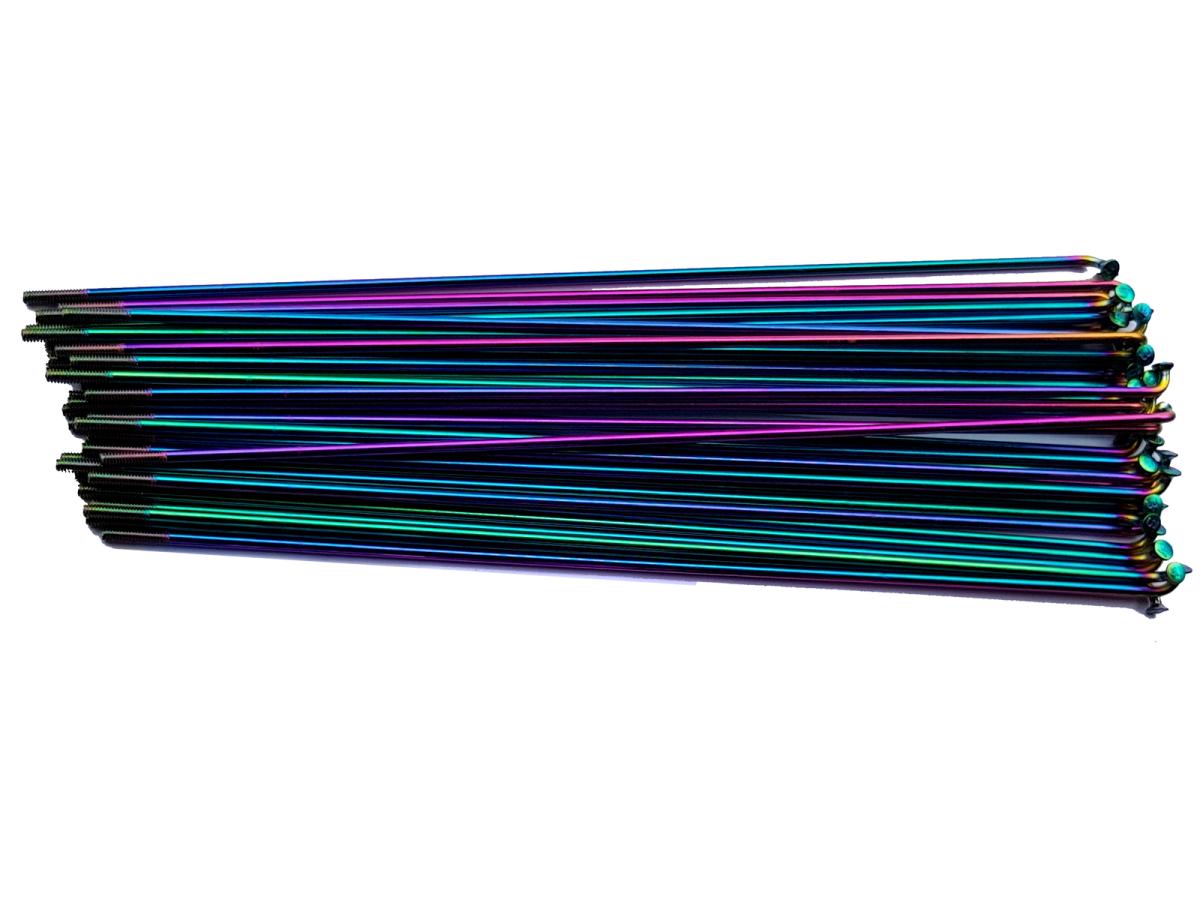 DRS - Rainbow Oil Slick Stainless Spokes ( 36 pcs) - BMX Spokes ...